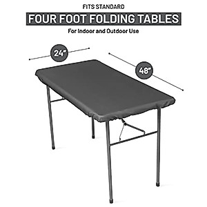 Shamrock Home 4ft Fitted Tablecloth Rectangle Grey Table Cover – Table Cloth - Fitted Table Covers for 4 Foot Tables. Washable Picnic Table Cover Indoor Outdoor Elastic Tablecloth 24 x 48 inch