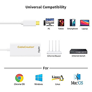 USB C to Ethernet Adapter,CableCreation USB Type-C (Thunderbolt 3) to RJ45 Gigabit Ethernet LAN Network Adapter Compatible with MacBook Pro,MacBook Air,M1/M2,iPad 2022,Galaxy S22 Ultra