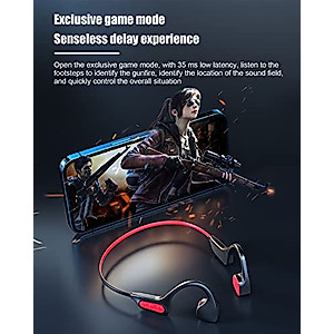 maonple Bone Conduction Headphones, Open-Ear Bluetooth 5.3 Sport Earphones IP56 Waterproof Sweatproof Wireless Headset with Microphone for Workout Running Gym Cycling X1