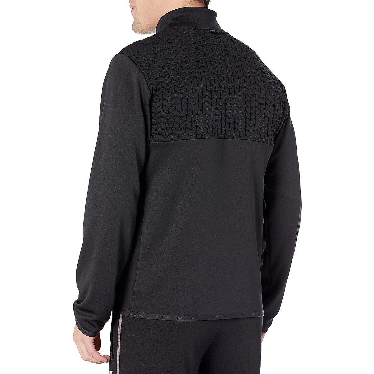 New Balance Men's NB Heatloft 1/4 Button Snap Top Long Sleeve, Black, Medium