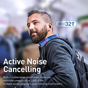 Bluetooth Earphone In-Ear, Wireless Earbuds Touch Control with Microphone, Bluetooth 5.2 Noise Cancelling Headphones, HiFi Stereo, IP67 Waterproof, LED Display Fast Charging Case, for Sport and Work.