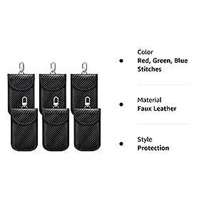 Tallew 6 Pieces Faraday Key Fob Protector Car Security Case Mini Pouch for Anti Theft Signal RFID Blocker Protection Blocking, for unisex-adult, Red, Green and Blue, 13 x 8 cm/ 5.1 x 3.2 inches
