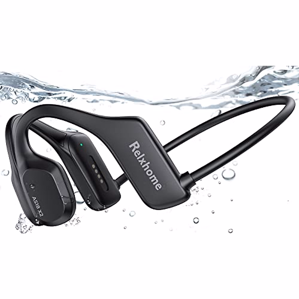 Relxhome Bone Conduction Headphones, Swimming Headphones Built-in 16GB Memory, MP3 Sports Headphones Waterproof, Wireless Headphones Bluetooth 5.2, Ultra Light Open Ear Headphones for Swimming Running