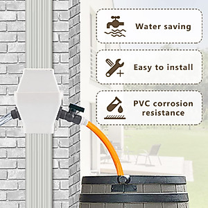 Tintsabo Rain Barrel Diverter Kit, Rainwater Collection System with Rain Barrel Spigot, Rain Barrel Diverter Fits for 2x3 or 3x4 Inch Downspout Diverter, Filtering Large Debris
