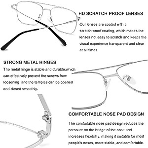 Dollger Square Clear Lens Glasses Non-prescription Fake Metal Aviator Frame Eyeglasses