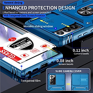 IYTRRYH for Samsung Galaxy Note 20 Ultra Case with Glass Screen Protector,with Magnetic Kickstand Ring&Camera Cover Military Grade Drop Shockproof Heavy Duty Protection Galaxy Note 20 Ultra Case Blue