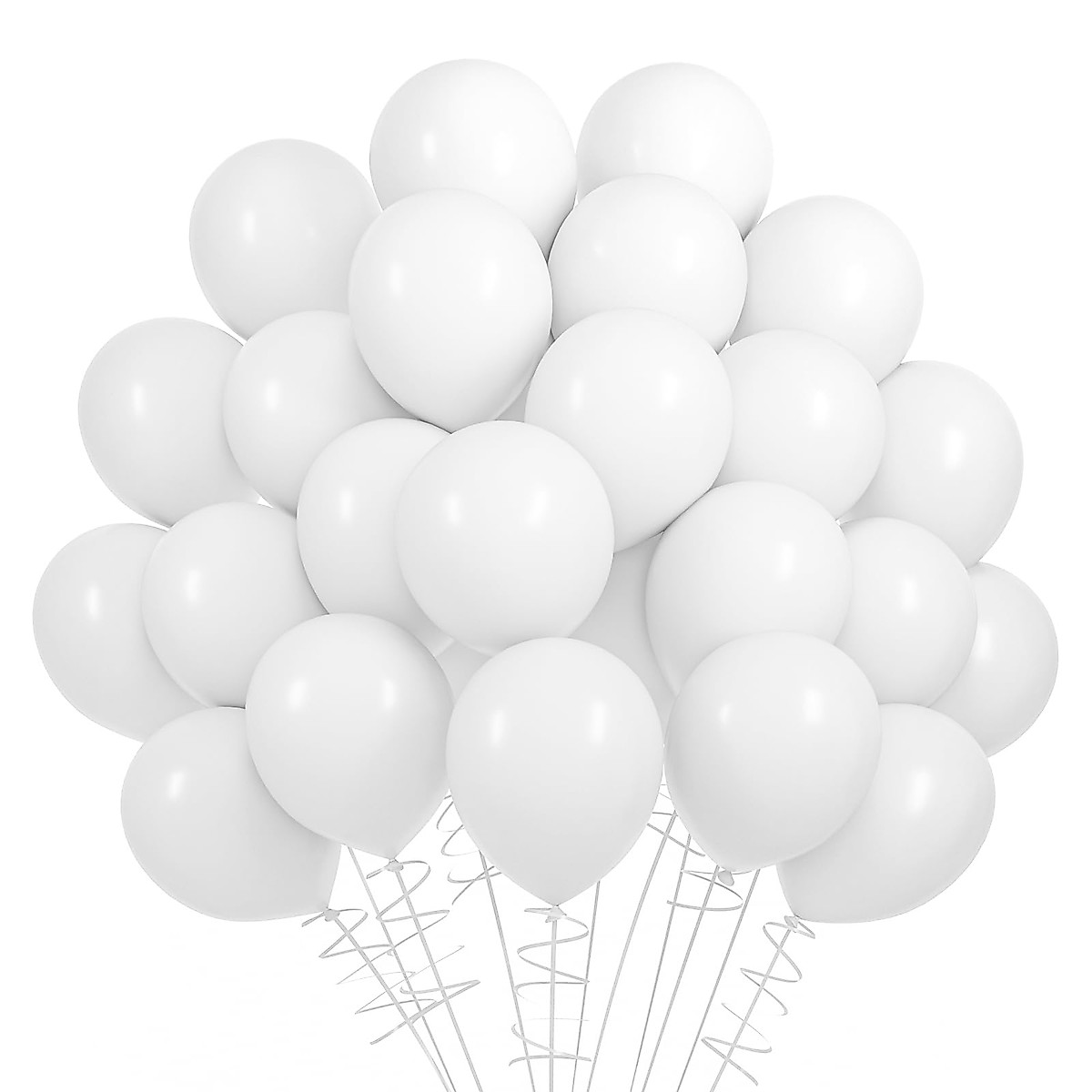 RUBFAC White Balloons, 70pcs 5 Inch White Balloons and Ribbon, Thick Latex Balloons for Birthday Wedding Baby Shower Graduation Anniversary Party Decorations