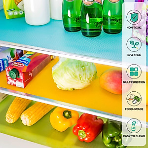 8 Pcs Refrigerator Liners,Washable Cuttable Refrigerator Liner Fits Any Refrigerator Size,Home Kitchen Gadgets Accessories for Non-Slip Waterproof Refrigerator Liner Drawer Table Mat Utensil Coaster