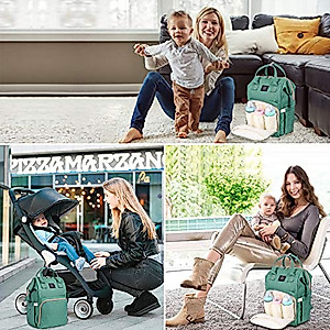 Diaper Backpack, Large Capacity Baby Bag, Multi-Function Travel Backpack Nappy Bags, Nursing Bag, Fashion Mummy, Roomy Waterproof for Baby Care, Stylish and Durable by Jewelvwatchro (Green)