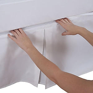 Bed Maker’s Never Lift Your Mattress Wrap Around Bed Skirt, Classic Style, Low Maintenance Wrinkle Resistant Fabric, Traditional 14 Inch Drop Length, Queen, White