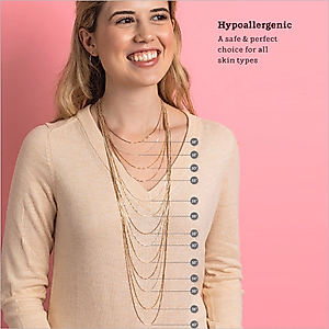 KEZEF 18k Gold Over Sterling Silver 1mm Box Chain Necklace Made in Italy | Sterling Silver Necklace Chain For Women | Gold Chain Necklace for Women, Men