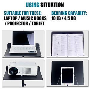 GLEAM Sheet Music Stand - Full Metal with Carrying Bag, Phone Holder, Sheet Music Folder and Clip, 5 in 1 Desktop Book Stand
