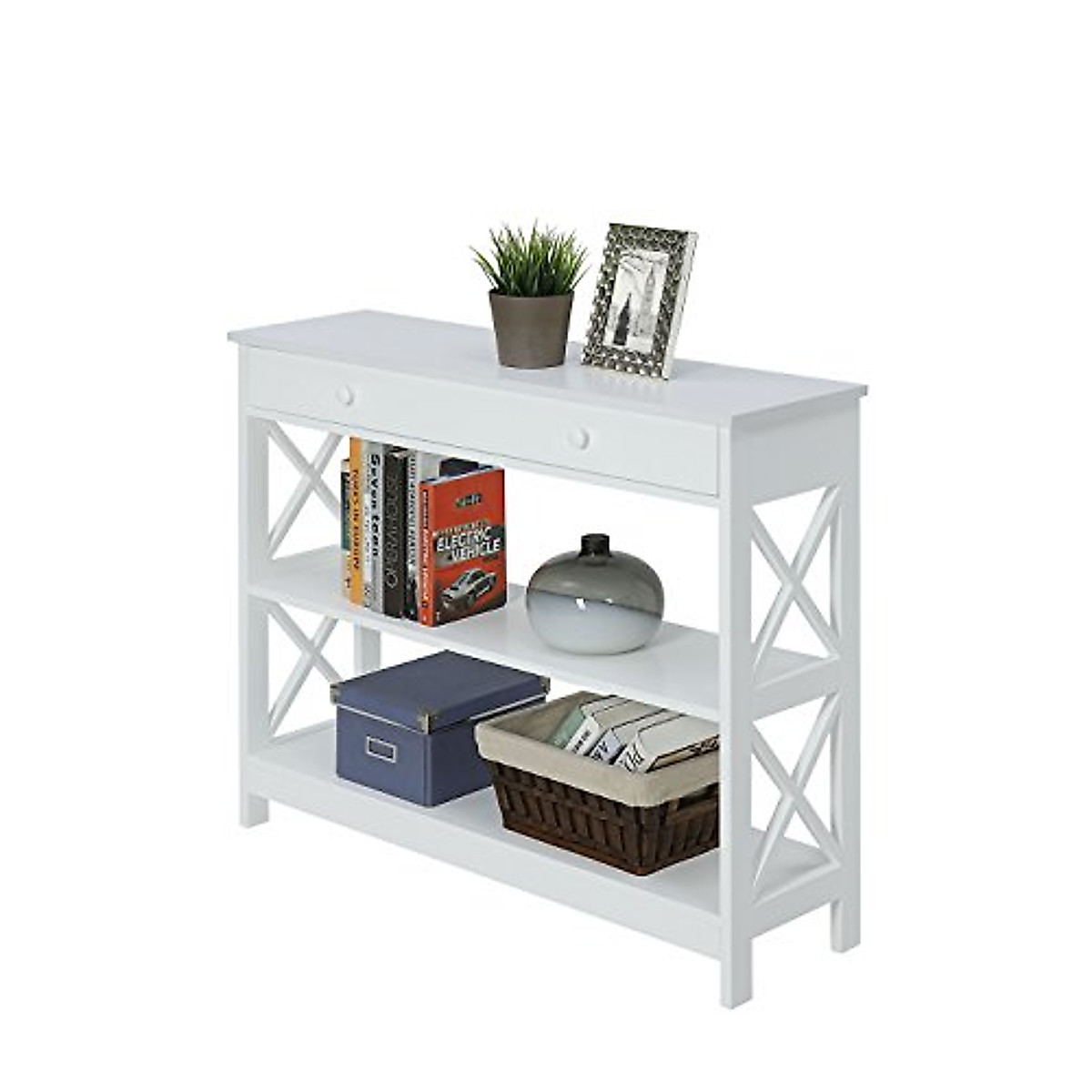 Convenience Concepts Oxford 1 Drawer Console Table with Shelves, White