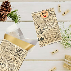 Novel Box® Newsprint Kraft Print Paper Gift Candy Jewelry Merchandise Bag Bundle 6X9" (100 Count) + Custom NB Pouch