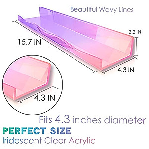 YMVV Large Iridescent Clear Acrylic Wall Mounted Floating Shelf,Room Wall Display Bookshelf,Modern 15.7 in Thickened Bathroom Storage Ledge Shelves Toy Display Organizer Decor 4 Pack
