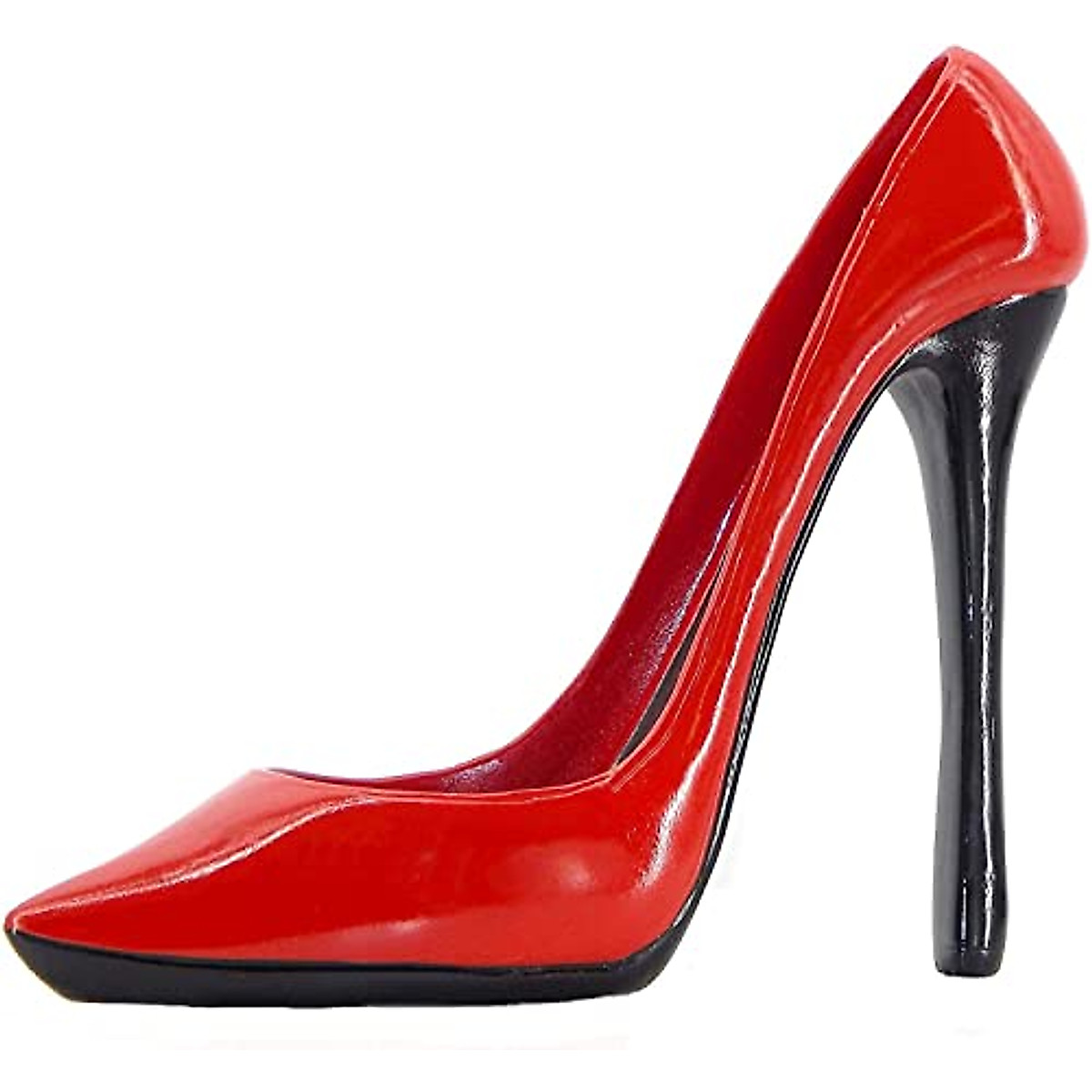 Bellaa 21381 Wine Bottle Holder Shoe Red Black High Heel Shaped Stiletto 8 Inch Tall