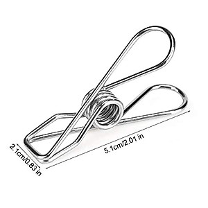 BORDSTRACT 20PCS Stainless Steel Clothes Pegs, Laundry Hanging Clothesline Clips, Long-Lasting Strong-Grip Metal Laundry Clips for Washing Line Snack Bags Washcloth Paper at House Kitchen Office