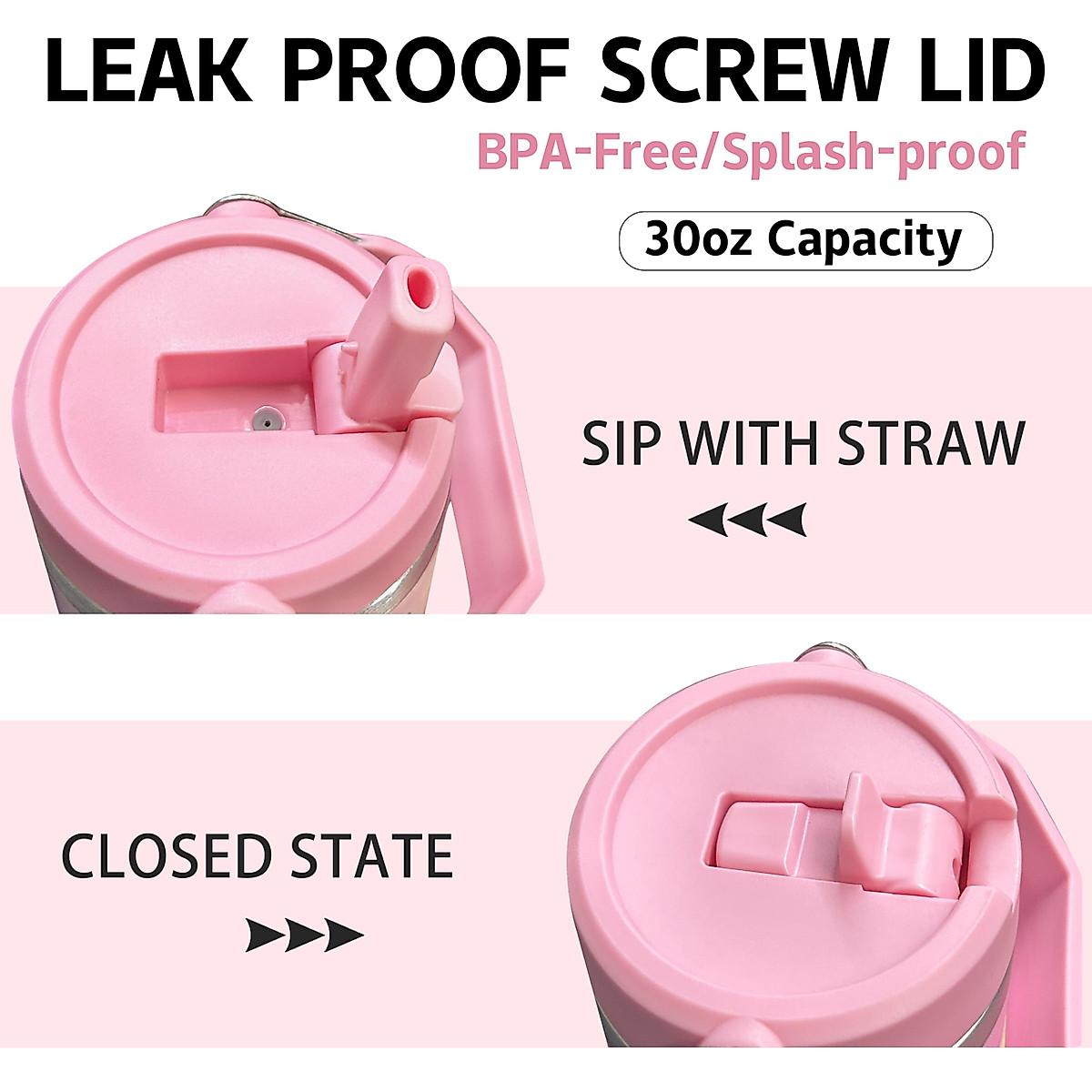 30 oz Flamingo Tumbler with Handle, Large Insulated Tumbler with Flip & Straw Coffee Mug Cup Stainless Steel Gifts for Women Men Youth