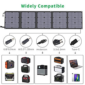 100W Portable Solar Panel with PD 45W USB-C, BigBlue Foldable Solar Panel with 18V/5.5A DC Port Compatible with Jackery Explorer/Goal Zero/Anker/Flashfish Power Station, Notebook, RV Battery, Phones