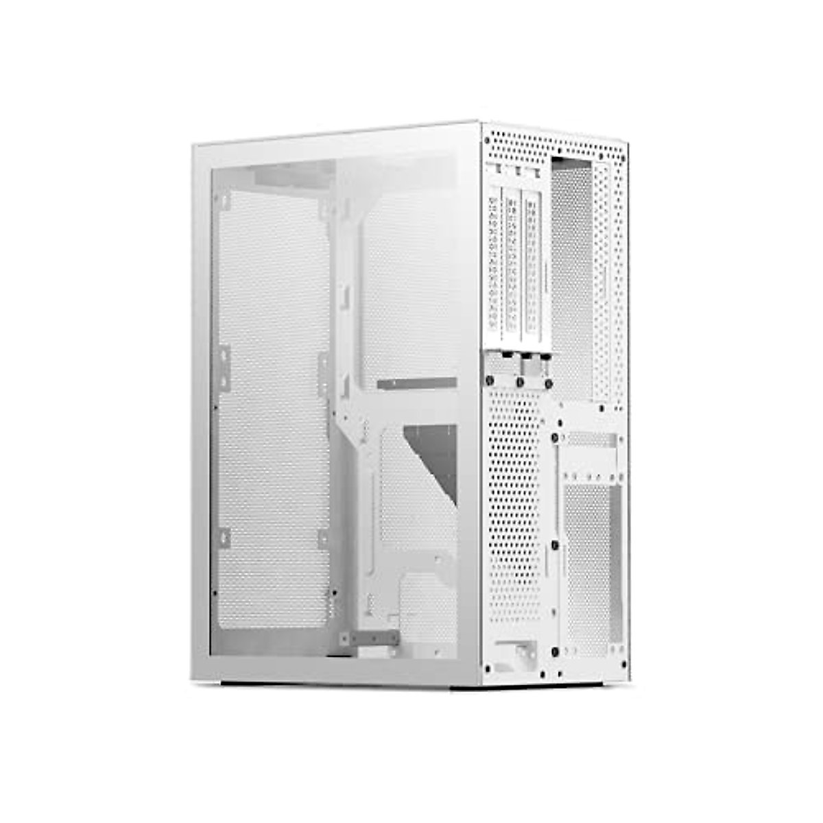 SSUPD Meshlicious Mini-ITX Small Form Factor (SFF) Case - One Tempered Glass Side Panel & One Mesh Side Panel with PCIe 3.0 Riser Cable -Tool-Free and Easy Accessibility (White)