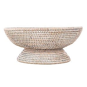Kouboo La Joll Rattan Fruit Bowl, Large, White-Wash