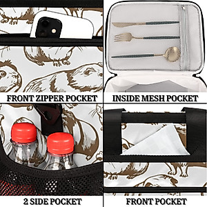 Cute Guinea Pigs Large Reusable Lunch Bag for Women Men, Insulated Lunch Bags Leakproof Cooler Lunch Tote Bag with Adjustable Shoulder Strap