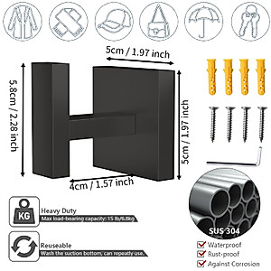 DGYB Towel Hooks for Bathrooms Set of 2 Matte Black Shower Hooks for Inside Shower Stainless Steel Heavy Duty Wall Hooks for Hanging for Kitchen Bedroom Office Pool Coats