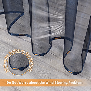 Sliding Garage Door Screen with Track Closure - Retractable Privacy Curtain Keep Annoying Animals Out Easy Install Heavy Duty Fiberglass Mesh Net for Opening Garage Patio (Black, 16 ft x 7 ft)