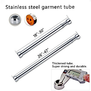 AUSGLEIFEN 18 to 30 inches Adjustable closet Rod, Wall mounted hanging Rod for closet, Premium 304 Stainless Steel closet Pole closet Bar with socket set for Wardrobes,small
