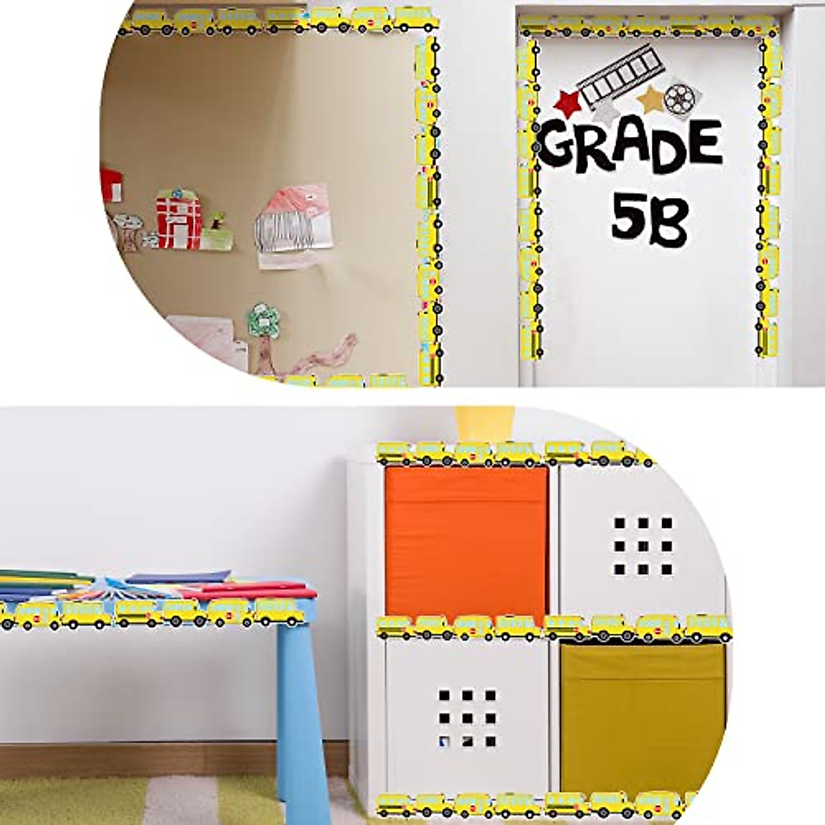 Perkoop Colorful Boho Bulletin Board Border - 69 Feet School Bus Trim