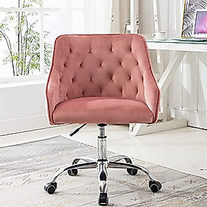 Recaceik Home Office Desk Chairs, Adjustable Swivel Ergonomic Office Chair, Soft Velvet Computer Desk Task Chairs for Home Office, Bedroom, Living Room, Study, Light Pink