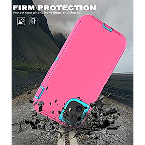 GYJ for iPhone 11 Case with 2 Screen Protector, Drop Protection Full Body Heavy Duty Rugged Military Grade Cover, Shockproof/Drop Proof Durable Phone Case iPhone 11 6.1" [Pink+Blue]