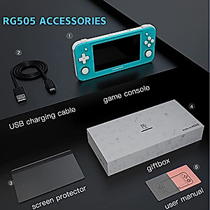 RG505 Handheld Game Console Android 12,Unisoc Tiger T618 Built-in 128G Pre-Loaded 3172 Games,Gyroscope Sensor and 4.95 inch OLED Touch Screen