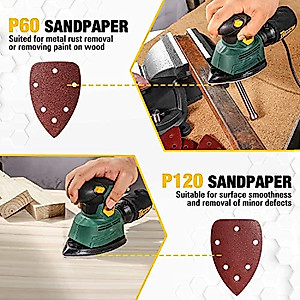 TECCPO Detail Sander, 14,000 OPM Compact Electric Sander with 12Pcs Sandpapers, Efficient Dust Collection System, Multi-Function 1.1Amp Hand Sander for Woodworking -TAMS22P
