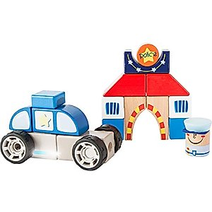 Small Foot Wooden Toys Police Construction Set with Sound - Designed for Kids, Ages 2 & Up