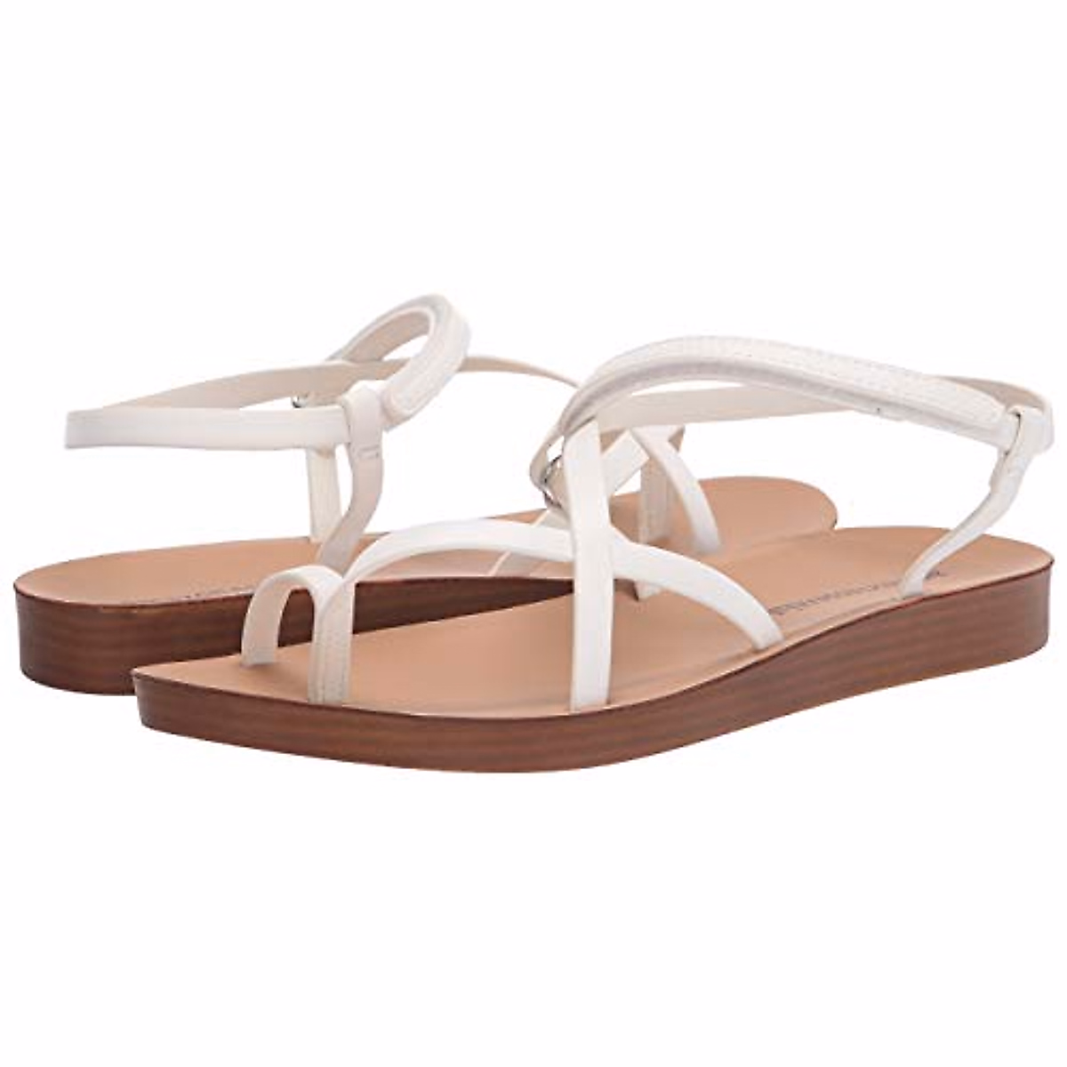 Amazon Essentials Women's Strappy Footbed Sandal, White, 7.5