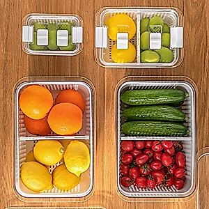 N 3 PACK Produce Saver Storage Containers, Vegetable Storage Containers Fruit and Salad Partitioned Food Storage Container with Vents Stay Fresh Containers for Refrigerator