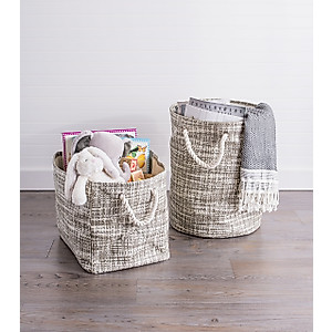DII Woven Paper Storage Bin, Tweed, Stone, Medium