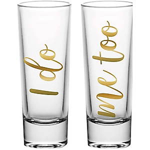Engagement Shot Glass Sets for Couples and Gay Couples Toast, I Do Me Too and The Boss The Groom Shooters, Wedding and Engagement Gifts for Couples Newly Engaged, 2 Sets