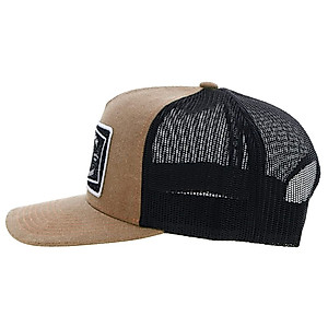 HOOEY Rank Stock Adjustable Snapback Mesh Back Trucker Hat (Rust/Black)