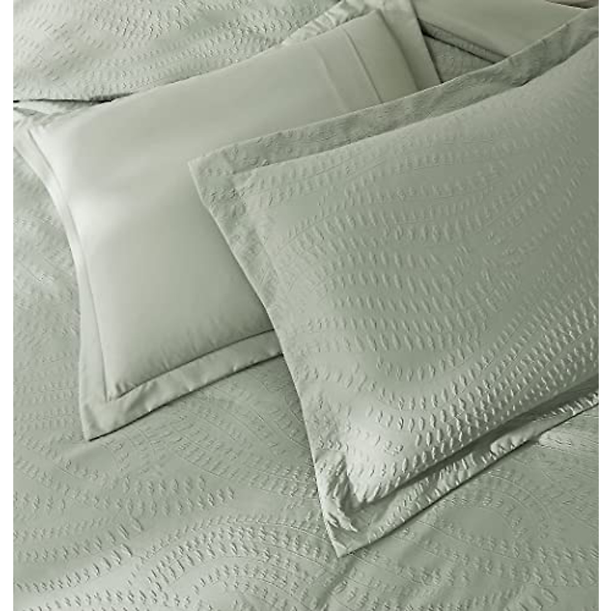 Geniospin Full Comforter Set, Bed in a Bag Sage Green Bedding Sets 7-Pieces, Botanical Pattern, All Season Comfortable Seersucker Bedding with Comforter, Sheets, Pillowcase & Shams(Full,80"x90")