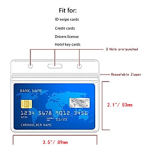 KINGSUM Horizontal Badge Holders Sealable Waterproof Clear Plastic Name Tag ID Card Holder (6Pcs)