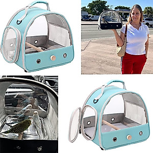 Small Bird Travel Cage Carrier, Portable Small Bird Parrot Parakeet Carrier with Standing Perch and Comfy Mat (NO Tray), Bird Carry Transport Bag for Vet Visit Shopping and Outdoor Adventure.