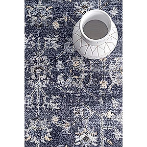 nuLOOM Vera Distressed Florid Area Rug, 9' x 12', Blue