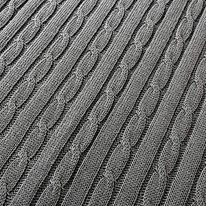 TREELY 100% Cotton Cable Knit Throw Blanket Super Soft Warm for Chair Couch Bed(Gray,50" x 60")