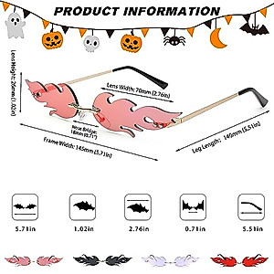 Pro Acme Rimless Fire Sunglasses for Women Men Personality Sun Party Glasses Shape Halloween Costume(Pink)