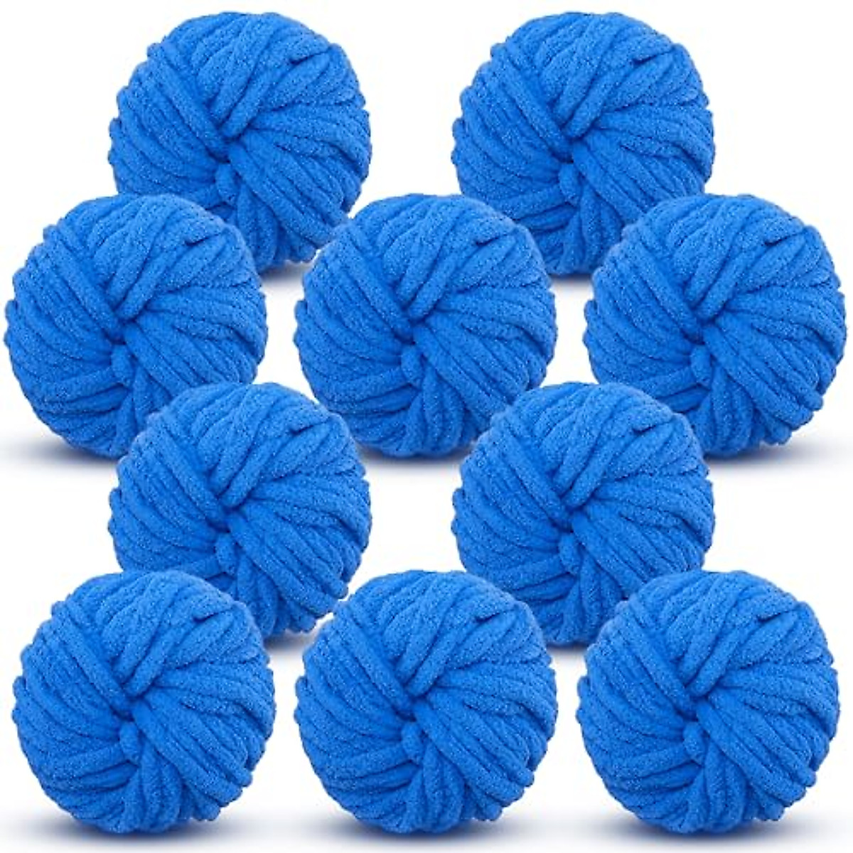 Timgle 12 Pack Fluffy Bulky Velvet Chunky Yarn Blanket Jumbo Chenille Yarn for Soft Throw and Blankets, Arm Knitting, Crocheting and DIY Crafts and Projects,35 Yards Each(Blue)