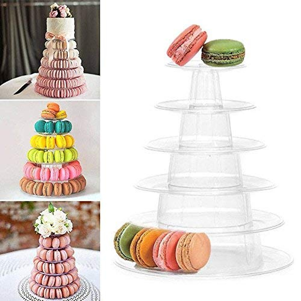 Candora 6 Tiers Round Macaron Tower Cake Stand dessert Display Rack for Wedding Birthday