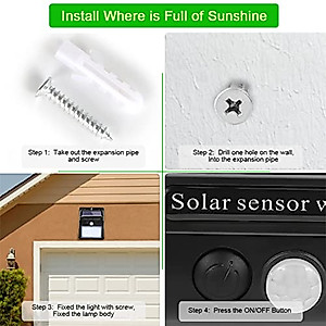RXF LED Solar Light Outdoor Solar Garden Lamp PIR Motion Sensor,3 Working Modes Solar Wall Light with IP65 Waterproof Safety Light, Suitable for Courtyard Garage Deck,2pcs