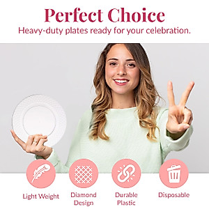 Prestee 100 Clear Plastic Plates, 6.25 Inch Disposable Dessert and Appetizer Plate for Party, Wedding, Catering - Small, Round, Heavy-Duty Platter for Cake and Foods
